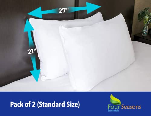 Four Seasons Essentials Standard Pillow Protectors (Set of 2) – Zippered Waterproof Pillow Covers Hypoallergenic Dust Proof Pillowcase Encasement Cover