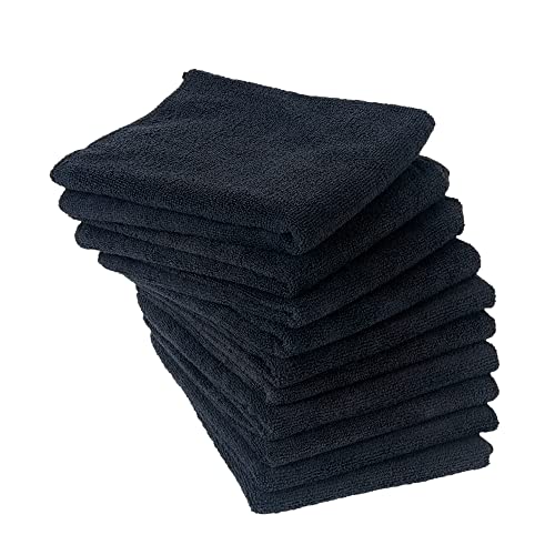 Eurow Microfiber Salon Towels, 16 by 29 Inches, Black, Pack of 10