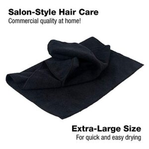 Eurow Microfiber Salon Towels, 16 by 29 Inches, Black, Pack of 10