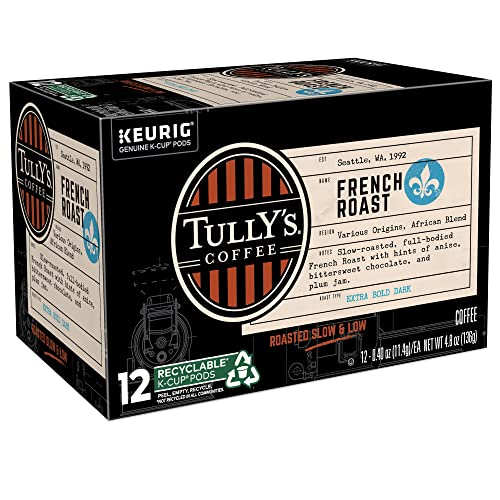 Tully's Coffee French Roast Keurig Single-Serve K-Cup Pods, Dark Roast Coffee, 12 Count