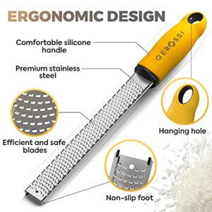 Stainless Steel Cheese and Citrus Zester Grater w/Extra Sharp Blade - Perfect for Lemons, Parmesan, Garlic, Chocolate - Spice Up any Kitchen Dish in Seconds with Your Premium Hand Held Shredder