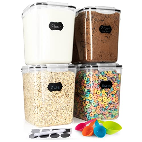 STOREGANIZE Flour And Sugar Containers Airtight (5.3L/4pk) Great Flour Sugar Canisters Sets For The Kitchen pantry, Large Food Storage Containers With Lids Airtight, BPA Free Sugar Flour Container Set