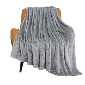 TOONOW Fleece Blanket Super Soft Cozy Throw Blanket 50" x 60", Lightweight Fuzzy Comfy Textured Flannel Blanket Winter Warm Plush Throw Blankets for Couch, Sofa, Bed, Light Grey