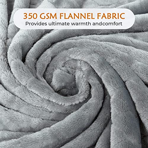 TOONOW Fleece Blanket Super Soft Cozy Throw Blanket 50" x 60", Lightweight Fuzzy Comfy Textured Flannel Blanket Winter Warm Plush Throw Blankets for Couch, Sofa, Bed, Light Grey