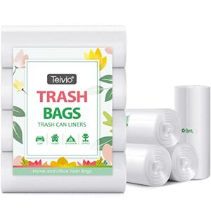 2.6 gallon strong trash bags garbage bags by teivio, bathroom trash can bin liners, small plastic bags for home office kitchen,fit 10 liter, 2,2.5,3 gal, clear, (80 counts)