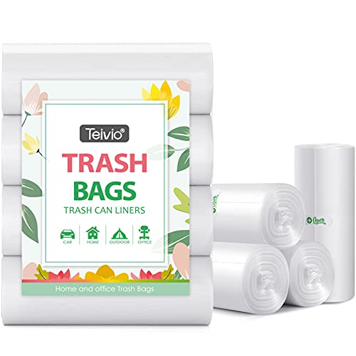 2.6 Gallon Strong Trash Bags Garbage Bags by Teivio, Bathroom Trash Can Bin Liners, Small Plastic Bags for Home Office Kitchen,fit 10 Liter, 2,2.5,3 Gal, Clear, (80 Counts)