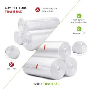 2.6 Gallon Strong Trash Bags Garbage Bags by Teivio, Bathroom Trash Can Bin Liners, Small Plastic Bags for Home Office Kitchen,fit 10 Liter, 2,2.5,3 Gal, Clear, (80 Counts)