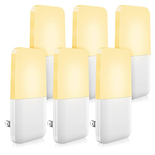 MAZ-TEK Plug in Night Light, Warm White LED Nightlights with Smart Dusk to Dawn Sensor for Kids, Nursery, Ideal for Bedroom, Bathroom,Hallway, Stairs, Kitchen, 6 Pack