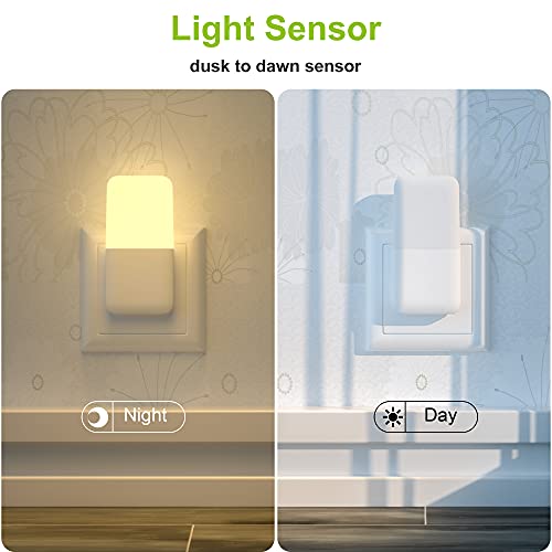 MAZ-TEK Plug in Night Light, Warm White LED Nightlights with Smart Dusk to Dawn Sensor for Kids, Nursery, Ideal for Bedroom, Bathroom,Hallway, Stairs, Kitchen, 6 Pack