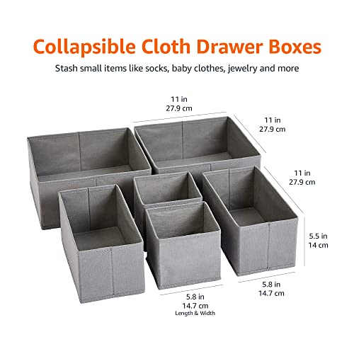 Amazon Basics Cloth Drawer Storage Organizer Boxes, Set of 6