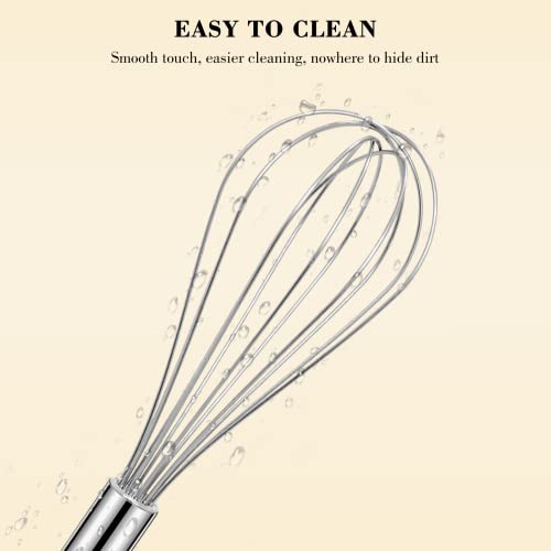 NileHome Stainless Steel Whisk Set 8" 10" 12" Kitchen Whisk Balloon Whisk Kitchen Wisk Wire Whisks for Cooking, Whisking, Blending, Beating, Stirring-3 Pack…