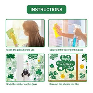 St Patricks Day Decorations Stickers, St. Patrick's Day Window Clings Decor, 128 PCS Reusable Electrostatic Saint Patricks Day Shamrock Stickers