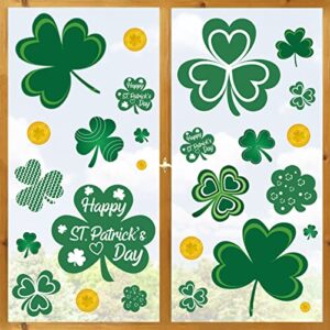 st patricks day decorations stickers, st. patrick’s day window clings decor, 128 pcs reusable electrostatic saint patricks day shamrock stickers