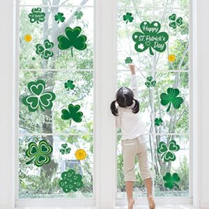 St Patricks Day Decorations Stickers, St. Patrick's Day Window Clings Decor, 128 PCS Reusable Electrostatic Saint Patricks Day Shamrock Stickers