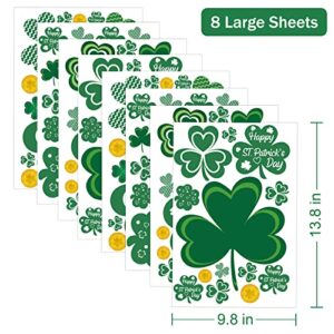 St Patricks Day Decorations Stickers, St. Patrick's Day Window Clings Decor, 128 PCS Reusable Electrostatic Saint Patricks Day Shamrock Stickers