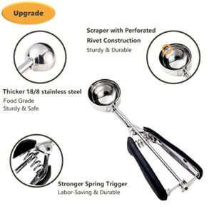 Cookie Scoop Set, 3Pcs Ice Cream Scoop, Cookie Scoops for Baking Set of 3, 18/8 Stainless Steel Cookie Scooper for Baking, Ice Cream Scooper with Trigger Release, Cookie Dough Scoop with Non-slip Grip