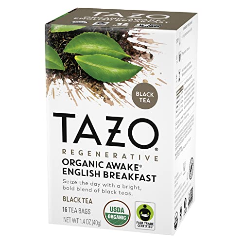 TAZO Tea Bags, Black Tea, Regenerative Organic Awake English Breakfast Tea, 16 Count (Pack of 6)