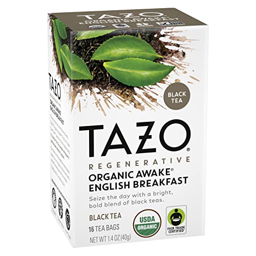 TAZO Tea Bags, Black Tea, Regenerative Organic Awake English Breakfast Tea, 16 Count (Pack of 6)