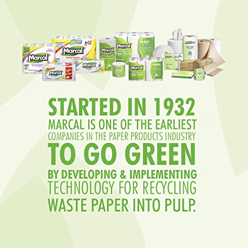 Marcal Paper Towels 100% Recycled 2-Ply, 60 Sheets Per Roll - Case of 15 Individually Wrapped Green Seal Certified 06709