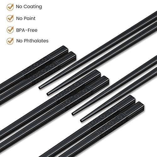 GLAMFIELDS 10 Pairs Fiberglass Chopsticks, Reusable Japanese Chinese Chop Sticks Dishwasher Safe, Non-Slip, 9 1/2 inches