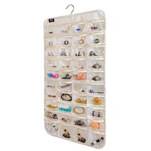 bb brotrade hanging jewelry organizer,accessories organizer,80 pocket organizer for holding jewelries（beige）