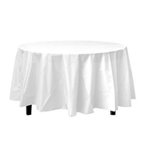 12-Pack Premium Plastic Tablecloth 84in. Round Table Cover - White