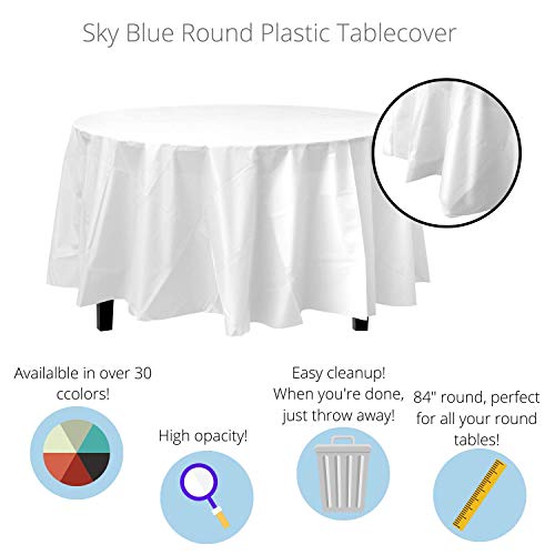 12-Pack Premium Plastic Tablecloth 84in. Round Table Cover - White