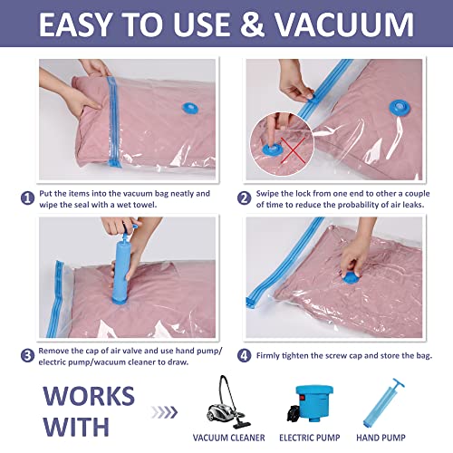 18 Space Saver Vacuum Storage Bags, Vacuum Sealed Storage Bags (4 Jumbo/4 Large/4 Medium/6 Small) with Hand Pump, Vacuum Seal Bags for Clothing, Comforters, Pillows, Towel, Blanket Storage, Bedding