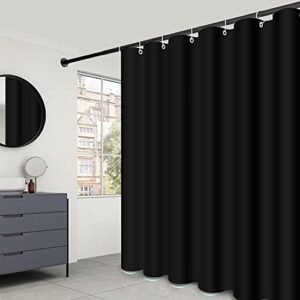 llscl fabric shower curtain liner, waterproof hotel quality, bathroom curtains rust resistant grommets, 72 x 72 machine washable (black)