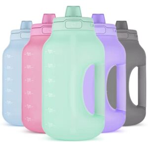 ello hydra half gallon jug with time marker & handle for all day hydration & silicone straw with locking, leak proof lid bpa free, yucca, 64oz