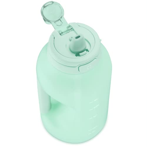 Ello Hydra Half Gallon Jug with Time Marker & Handle for All Day Hydration & Silicone Straw with Locking, Leak Proof Lid BPA Free, Yucca, 64oz