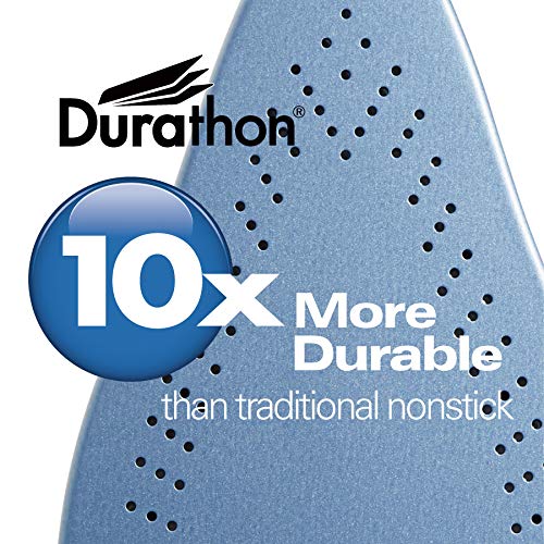 Hamilton Beach Steam Iron & Vertical Steamer for Clothes with Scratch-Resistant Durathon Soleplate, 8' Retractable Cord, 3-Way Auto Shutoff, Anti-Drip, Self-Cleaning, 1500 Watts, Blue