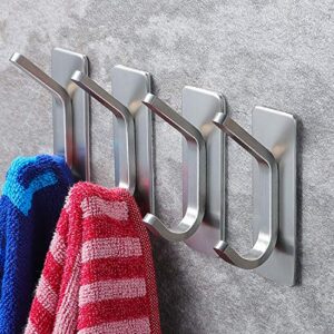 yigii towel hook/adhesive hooks – wall hooks for coat/robe/towels stick on bathroom/kitchen 4-pack, stainless steel