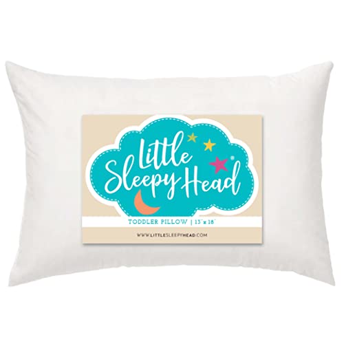 Little Sleepy Head Toddler Pillow 13" x 18" Soft Hypoallergenic - Best Pillow for Kids! Better Neck Support and Sleeping! Better Naps in Bed, a Crib, or at School! Makes Travel Comfier! (Pillow Only)