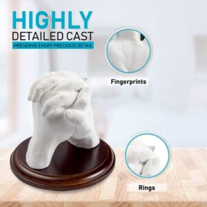 Hand Casting Kit for Couples or Family | Mounting Plaque Included | DIY Plaster Hand Mold Keepsake Sculpture Kit Gifts for Her, Kids, Weddings, Anniversary