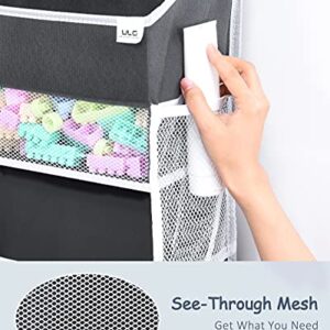 ULG Over Door Organizer with 4 Large Pockets 6 Mesh Side Pockets, 33 lbs Weight Capacity Hanging Storage Organizer with Clear Window for Bedroom Nursery, Baby Kids Toys, Diapers, Dark Grey (1 Pack)