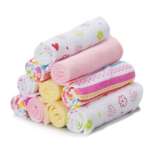 Spasilk Washcloth Wipes Set for Newborn Boys and Girls, Soft Terry Washcloth Set, Pack of 10, Pink Lines