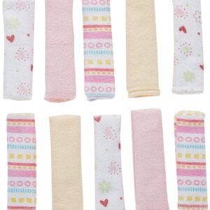 Spasilk Washcloth Wipes Set for Newborn Boys and Girls, Soft Terry Washcloth Set, Pack of 10, Pink Lines