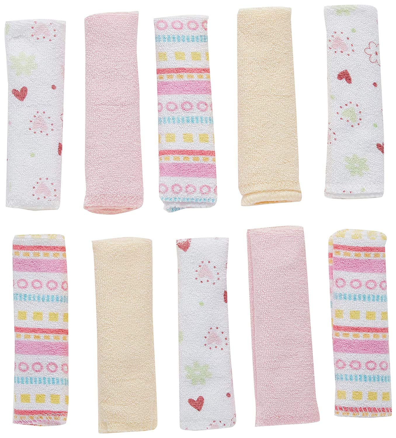 Spasilk Washcloth Wipes Set for Newborn Boys and Girls, Soft Terry Washcloth Set, Pack of 10, Pink Lines