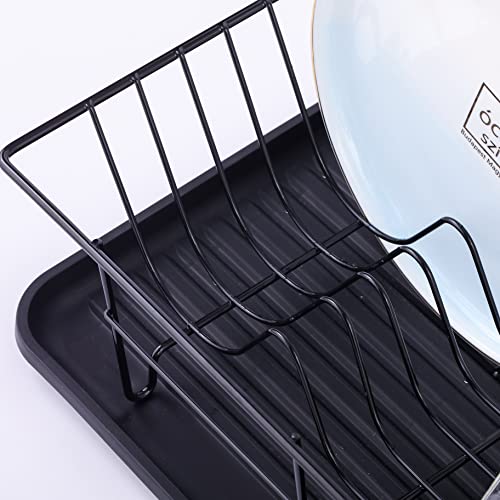 Upgrade Dish Drying Rack,Dish Rack with Black Drying Board+Knife Fork Box+Metal Basket, Storng Waterproof Level & Quality, Set for Kitchen Sink Side, Big