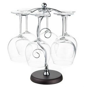 mygift 6-hook artistic elegant freestanding silver tone metal countertop wine glass stand/stemware rack/air drying tree display