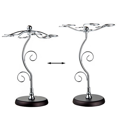 MyGift 6-Hook Artistic Elegant Freestanding Silver Tone Metal Countertop Wine Glass Stand/Stemware Rack/Air Drying Tree Display