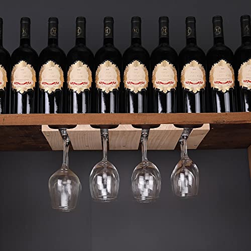 fdjamy Wine glass holder-a wooden wine glass rack and goblet storage rack installed under the cabinet or countertop (Natural color)