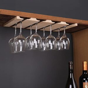 fdjamy Wine glass holder-a wooden wine glass rack and goblet storage rack installed under the cabinet or countertop (Natural color)