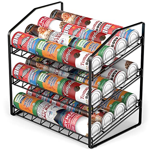 CANYAVE Can Orgaziner for Pantry, Can Organizer Can Storage Dispenser Rack for Pantry, Cabinet, Kitchen 3-Tier (Black)