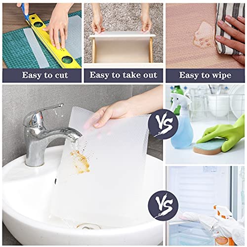 Hersvin Shelf Liner, 24" x20' Non-Adhesive Drawer Liners EVA Kitchen Cupboard Cabinet Covering Undersink Mat Washable Fridge Lining Paper for Home Office (Clear/Dot)