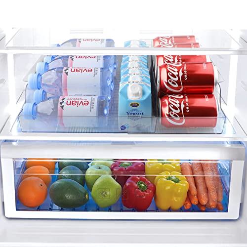 OTVAFAVA Refrigerator Soda Can Organizer, Expandable Drink Beverage Holder Dispenser Bin for Fridge, Freezer, Cabinets, Countertop, Pantry - Holds Up To 27 Cans Clear Plastic