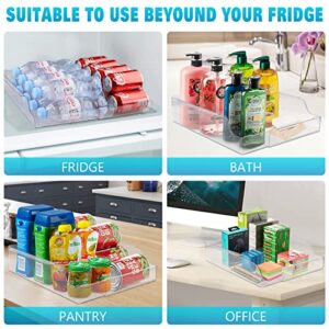 OTVAFAVA Refrigerator Soda Can Organizer, Expandable Drink Beverage Holder Dispenser Bin for Fridge, Freezer, Cabinets, Countertop, Pantry - Holds Up To 27 Cans Clear Plastic