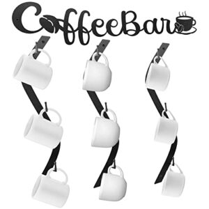 coffee mug wall rack mounted with coffee bar sign curve coffee mug holder hanging metal mug racks for wall black coffee cup holder coffee cup rack hanger with 9 hooks kitchen coffee bar decor