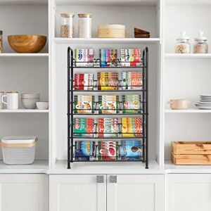 Fogein Can Organizer for Pantry, 5 Tier Can Rack Organizer Holds up to 60 Cans, Can Storage Dispenser Rack for food Storage, Kitchen Cabinet and Pantry, Black